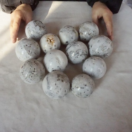 10.1LB 12Pcs Natural Golden Pyrite & Jasper Crystal Sphere Ball ...