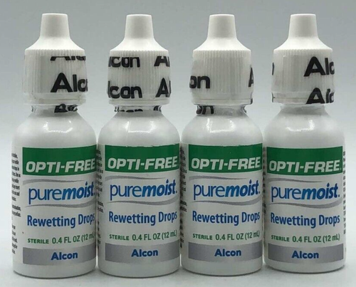 4PK Opti-Free Pure Moist Rewetting Eye Drops ~ 0.4 FL OZ Each ~ EXP 9/ ...