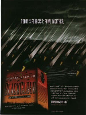 2009 PRINT AD -FEDERAL PREMIUM BLACK CLOUD WATERFOWL SHELLS DROP DUCKS ...