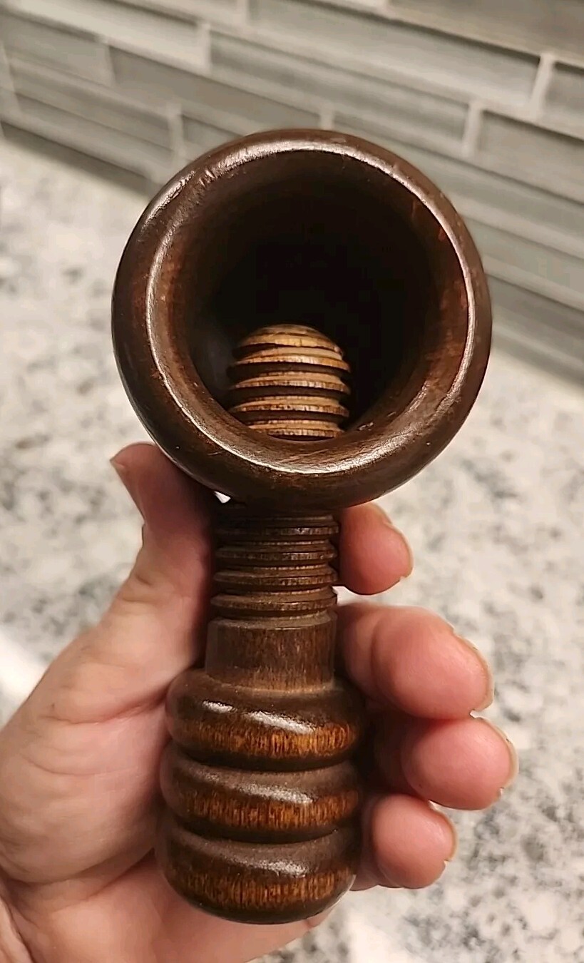 Vintage Nutcracker Solid Walnut Wood Hand Crank | eBay