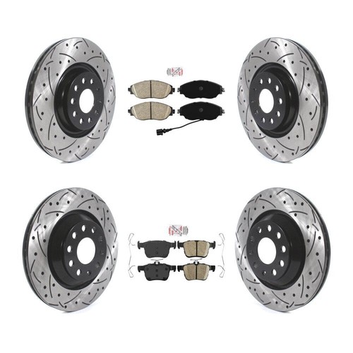 [Front+Rear] Ceramic Pad Drilled Slot Brake Rotor Kit For Volkswagen ...