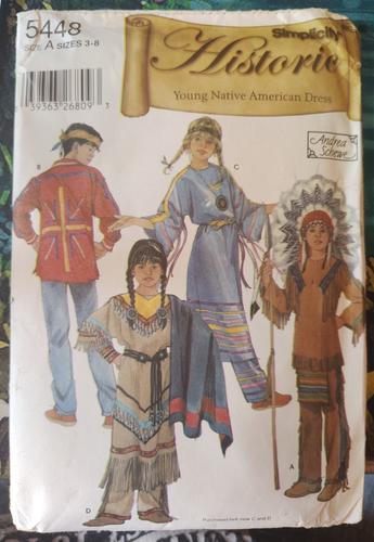 Historic Young Native American Dress Pattern Size A 3-8 Child. Simplicity 5448 | eBay