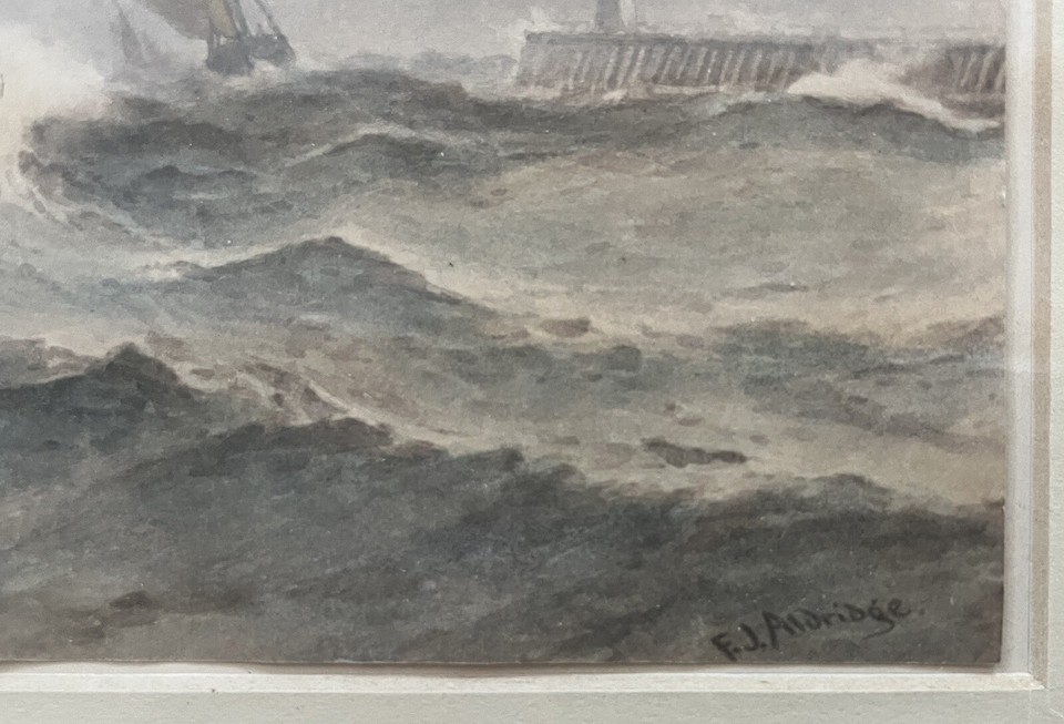 Fine 19th c. Marine Watercolor by Frederick James Aldridge, Noted ...