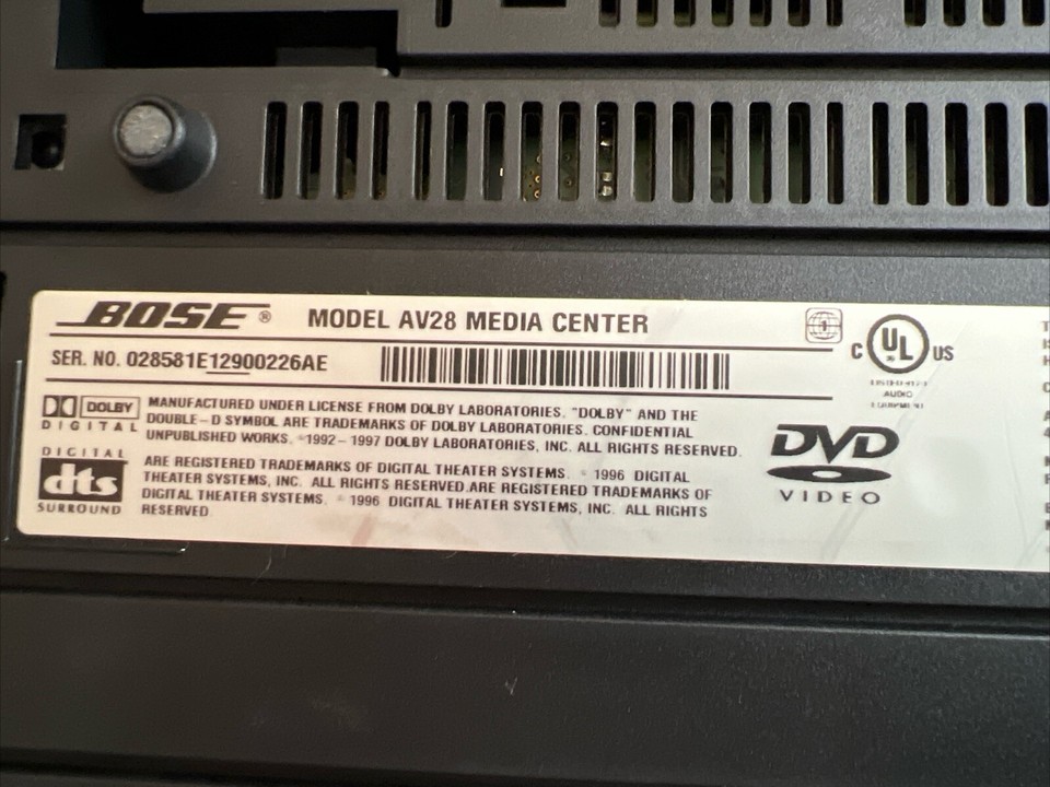 Bose AV28 Media Center Lifestyle 28 DVD/CD Player AC Adapter/Remote 3 ...