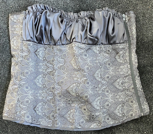 Silver Grey Lace-up Boned Corset with Modesty Panel at back Size 2xl ...