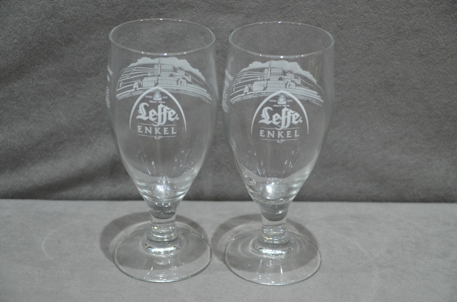 2x Leffe Enkel 4.5% Belgian Beer Half Pint Glass Pedestal Goblet Lager ...
