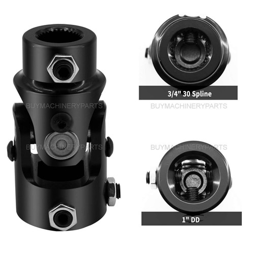 New 3/4" 30 Spline X 1" DD Steering Shaft U Joint Black Universal ...