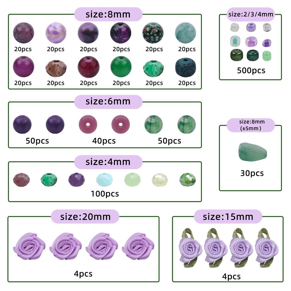 1018Pcs Stone Jewelry Making Kit Crystal Stone Beads Bracelet Earring ...
