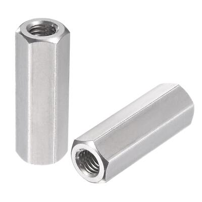 M8 x 1.25-Pitch 40mm Length 304 Stainless Steel Metric Hex Coupling Nut ...