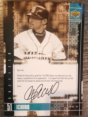 Ichiro Suzuki Upper Deck Seattle Mariners Jumbo Rookie Card, #51, Thank ...