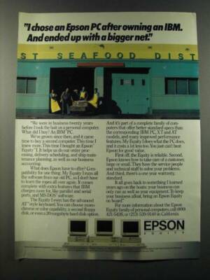 1986 Epson Equity I Computer Ad - I chose an Epson PC after owning an ...