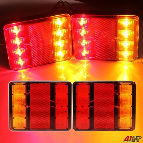 Pair 12v Led 4 Function Rear Tail Lights Lamp Trailer Caravan Truck ...