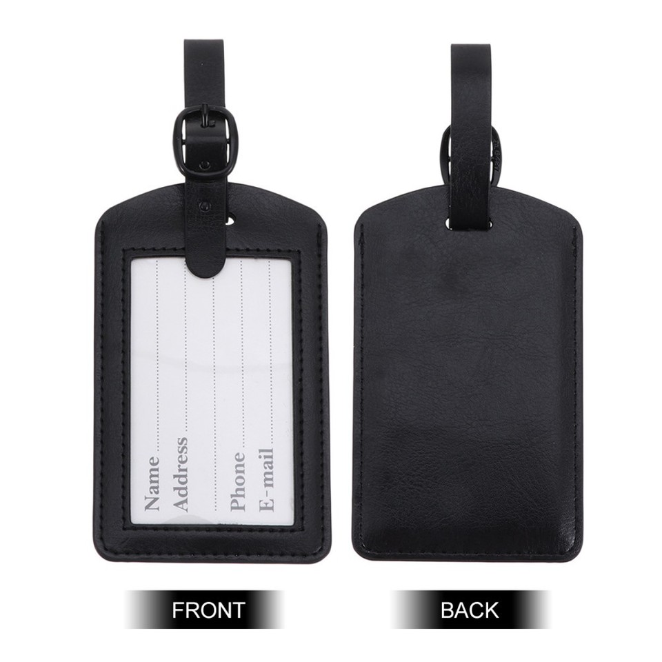 5pcs Creative PU Baggage Tag Luggage Tag Boarding Simple Labels (Black ...