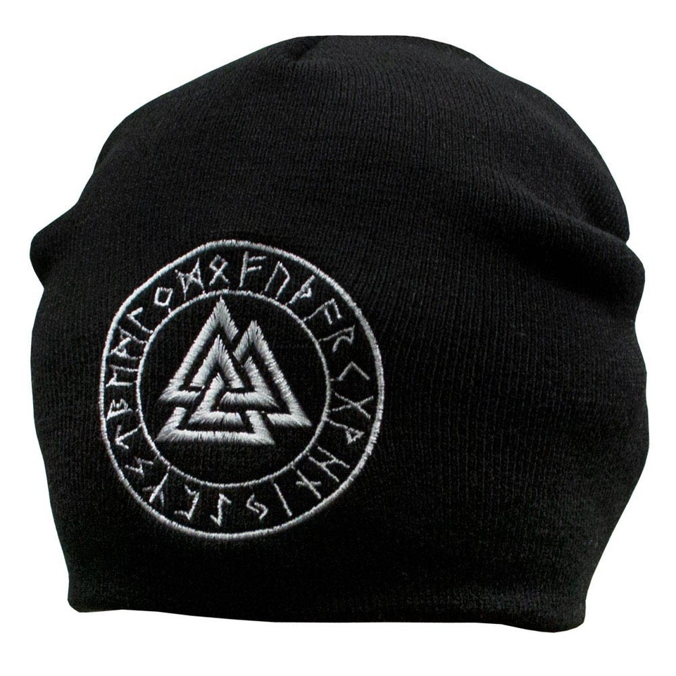 Warm knitted men's and women's beanie hat with embroidered rock metal ...
