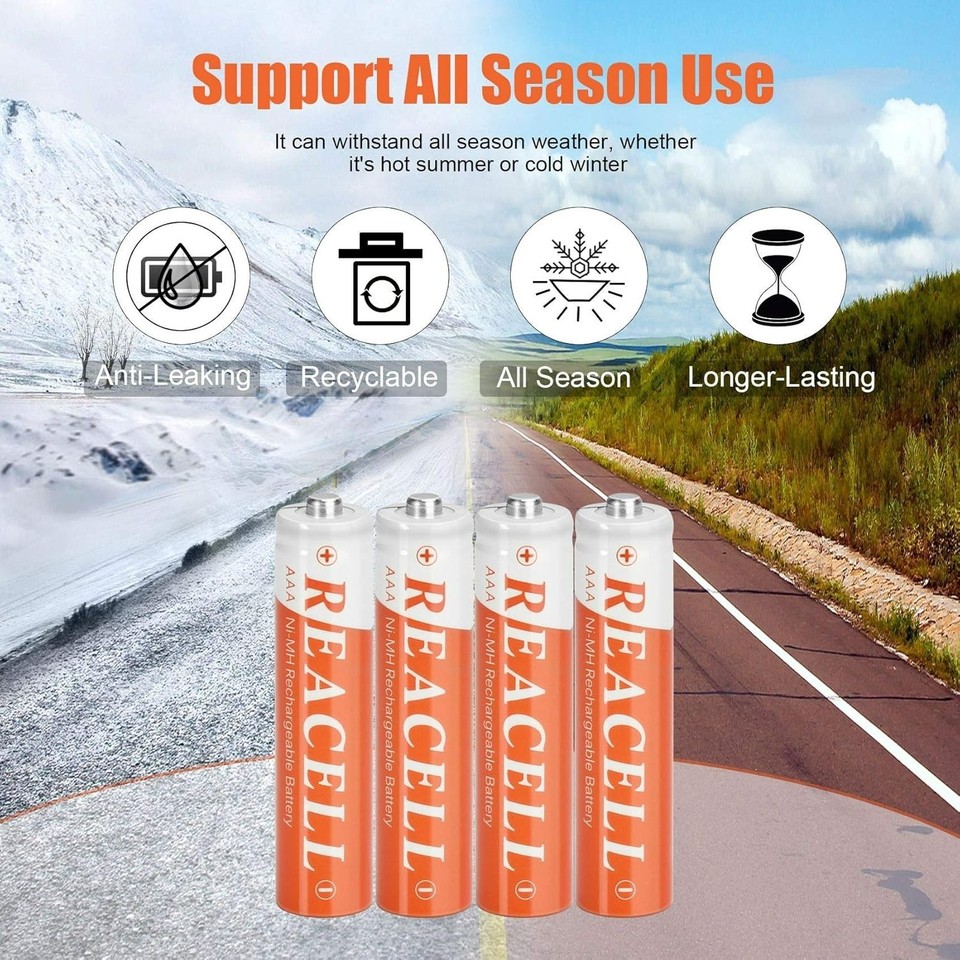 REACELL Rechargeable AA AAA Batteries High-Performance Capacity Ni-MH ...