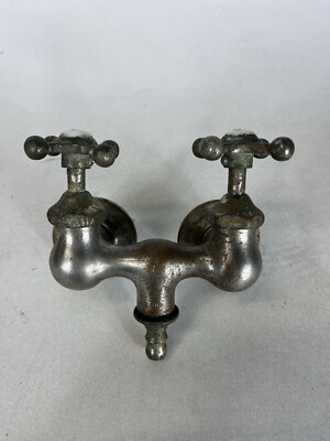 Antique Brass Faucet Bathtub Hot/Cold Porcelain Inlay | eBay