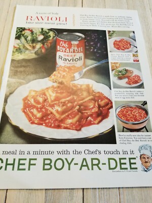 1961 Vintage Ad Chef Boy Ar Dee Beef Ravioli Print Ad. | eBay