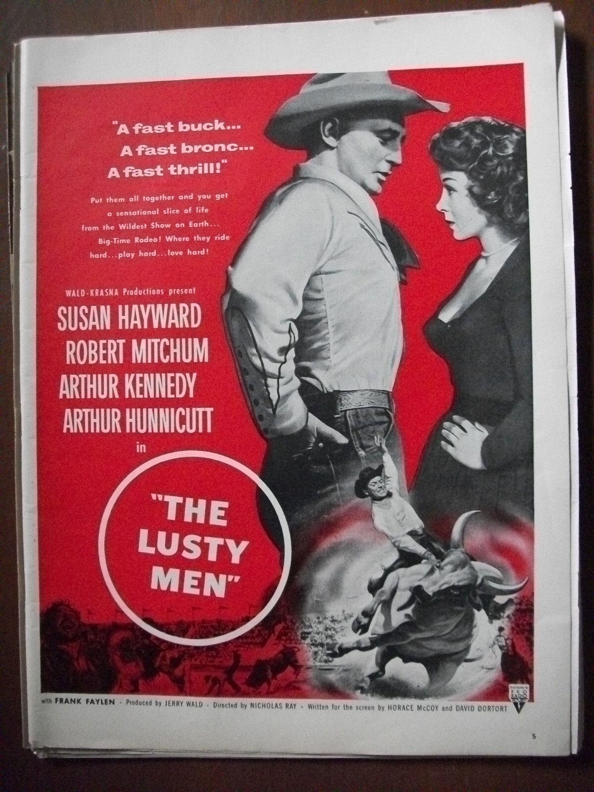 1952 VGT Original Magazine MOVIE Ad THE LUSTY MEN Robert Mitchum Susan ...