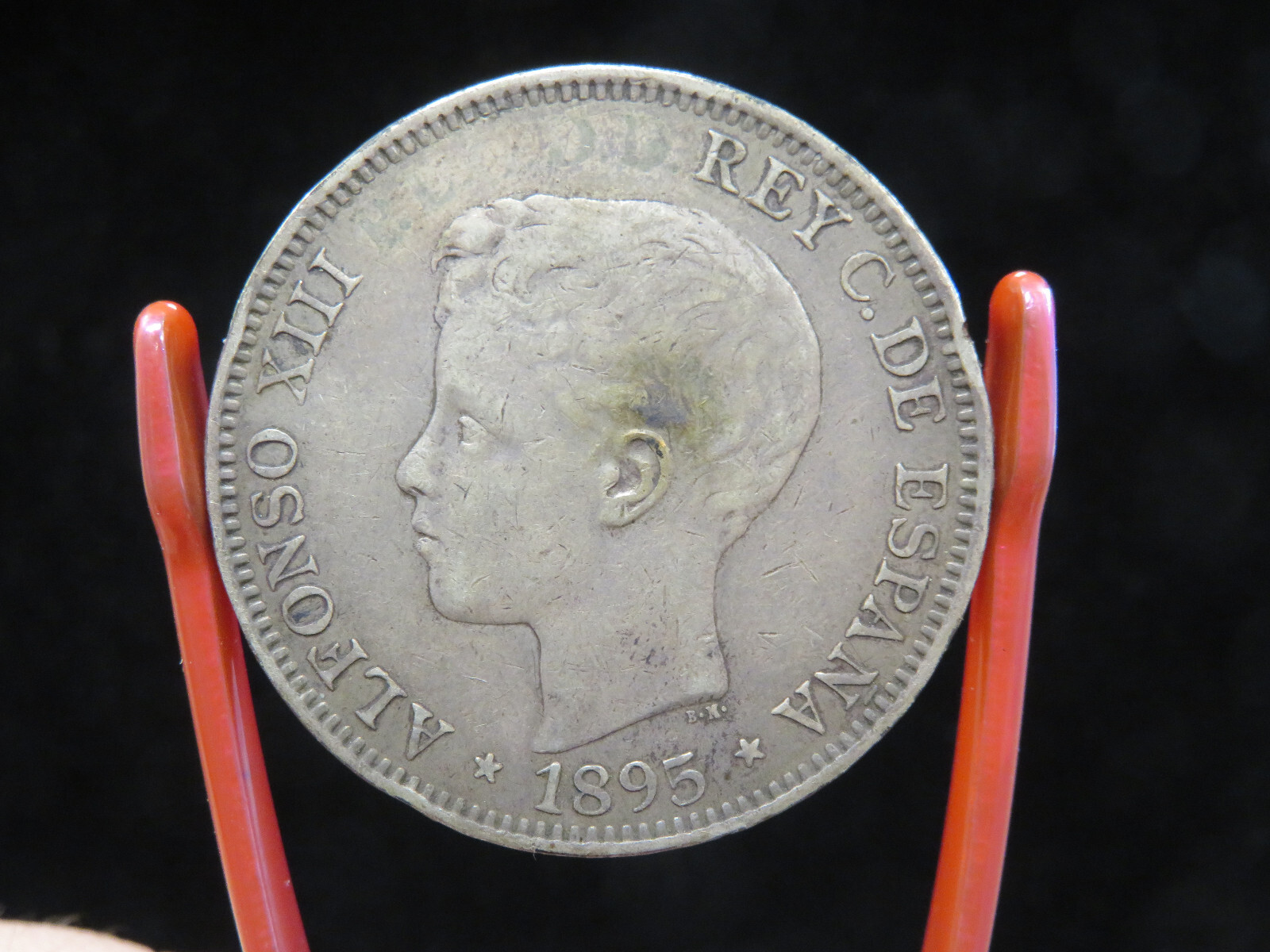 1895 Puerto Rico 1 Peso 5 Ptas Silver Coin | Grelly USA