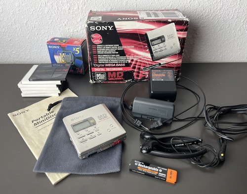 SONY MZ-R55 Minidisc Recorder w/ Accessories & 5 Used Minidiscs | eBay