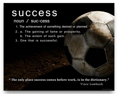 Soccer Motivational Poster Print Kids Room Classroom Wall Decor Success ...