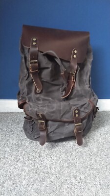 WUDON Leather Backpack for Men,Waxed Canvas Shoulder Rucksack CarryOn ...