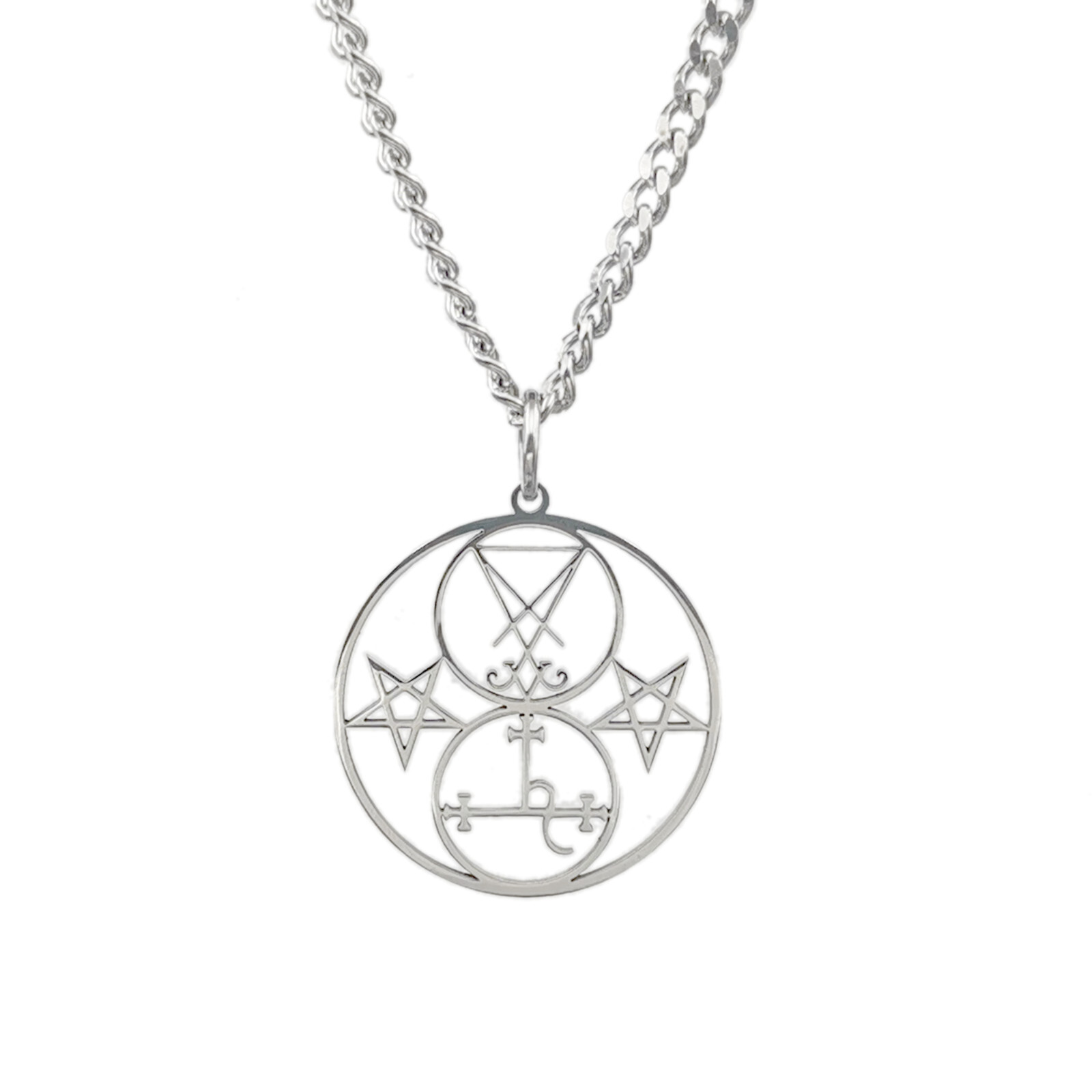 Mens Fashion Stainless Steel Religious satanicPendant Necklace Chain ...