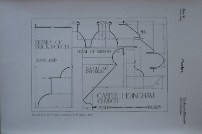 1909 Architettura Stampa Mattone Portico A Castle Hedingham Chiesa Plan ...