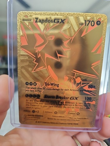 Pokemon Zapdos GX Gold Foil Fan Art Card HP170 PACK FRESH Free Shipping ...