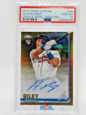 2019 Topps Chrome Austin Riley Auto GOLD RC Rookie /50 PSA 10 Gem Mint ...