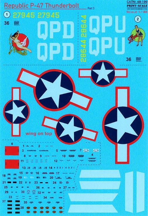 Print Scale Decals 1/48 REPUBLIC P-47D RAZORBACK THUNDERBOLT Part 3 | eBay