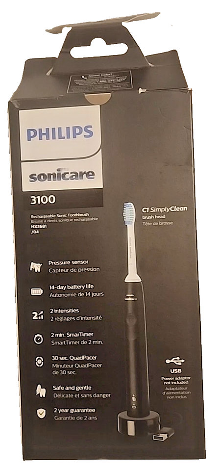 Philips Sonicare 3100 Electric Toothbrush - HX368104 (Black) Free ...