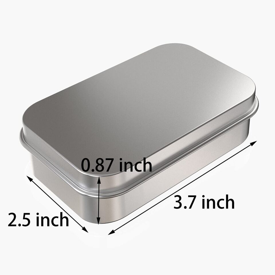 Metal Hinged Tin Box Container Mini Portable Small Storage Kit With Lid ...
