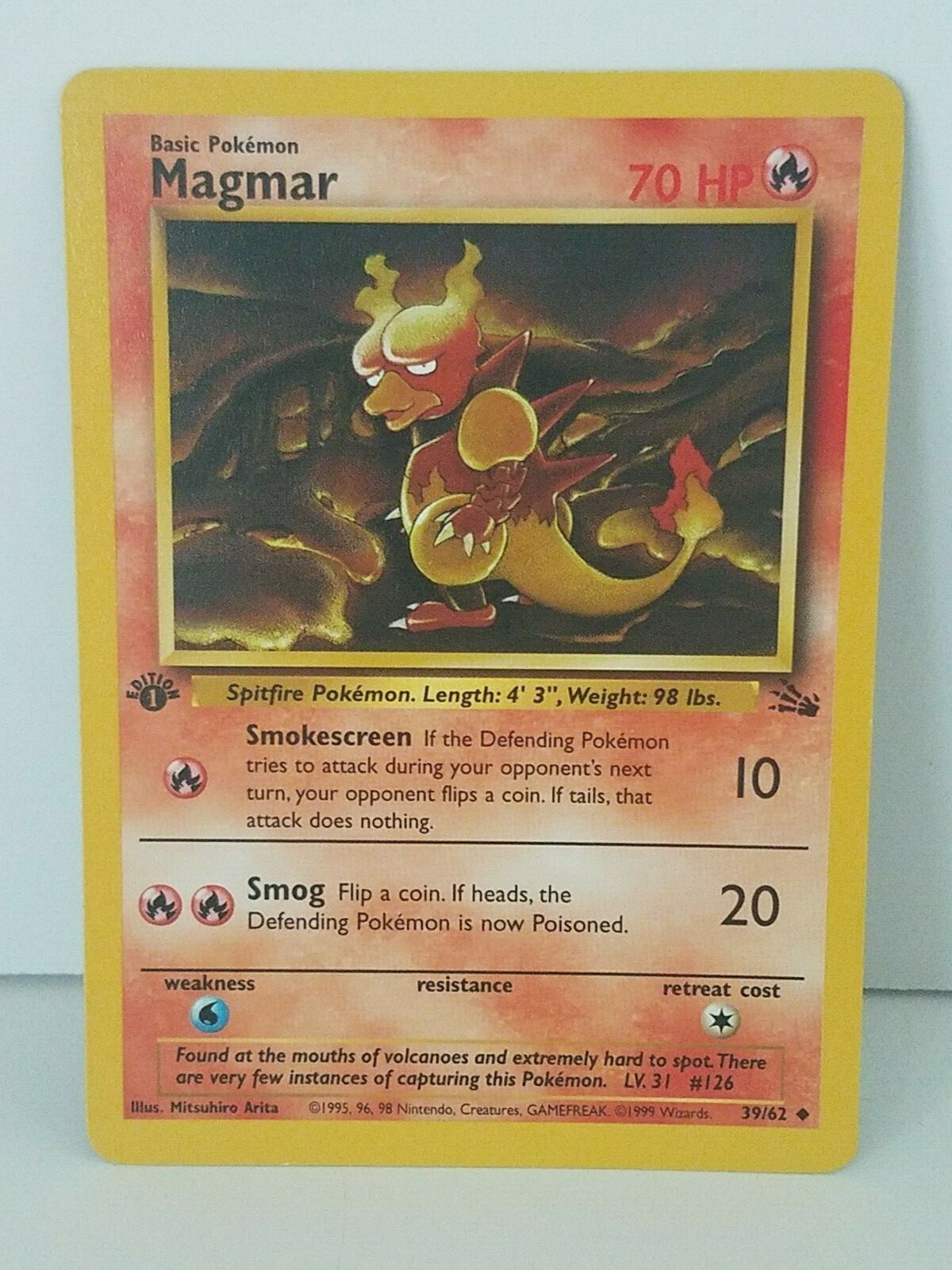 Pokemon 1st Edition Magmar, Fossil, 39/62, 1999 Wizards of The Coast | eBay