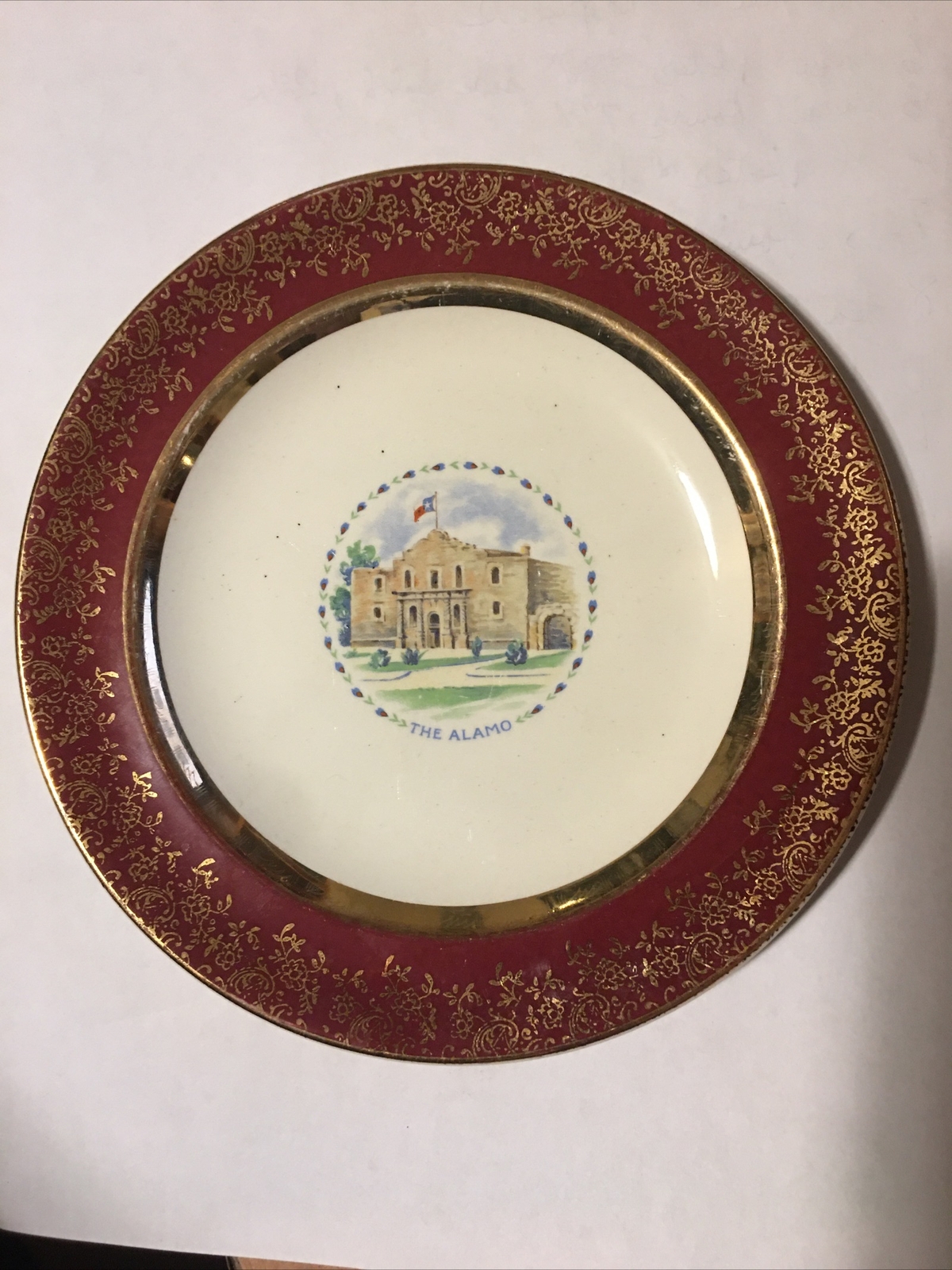 Vintage Salem China Co. U.S.A. Plate 23 Karat Gold Red The Alamo | eBay