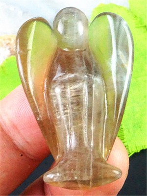 BR14745 41x27x14mm Natural Purple/green Fluorite Carved Angel Figurine ...