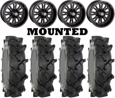 Kit 4 System 3 MT410 Tires 30x9-14 on Moose 399X Matte Black Wheels ...