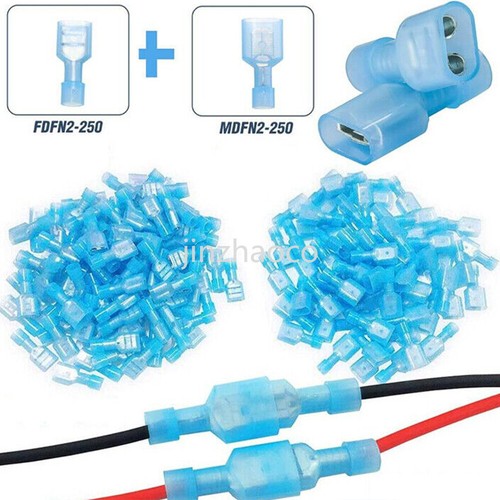 200PCS 16-14 AWG Insulated Wire Terminal Spade Crimp Male Female ...