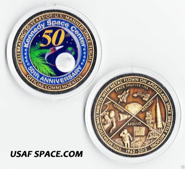 NASA Kennedy Space Center - 50th Anniversary Coin Made With Mission ...