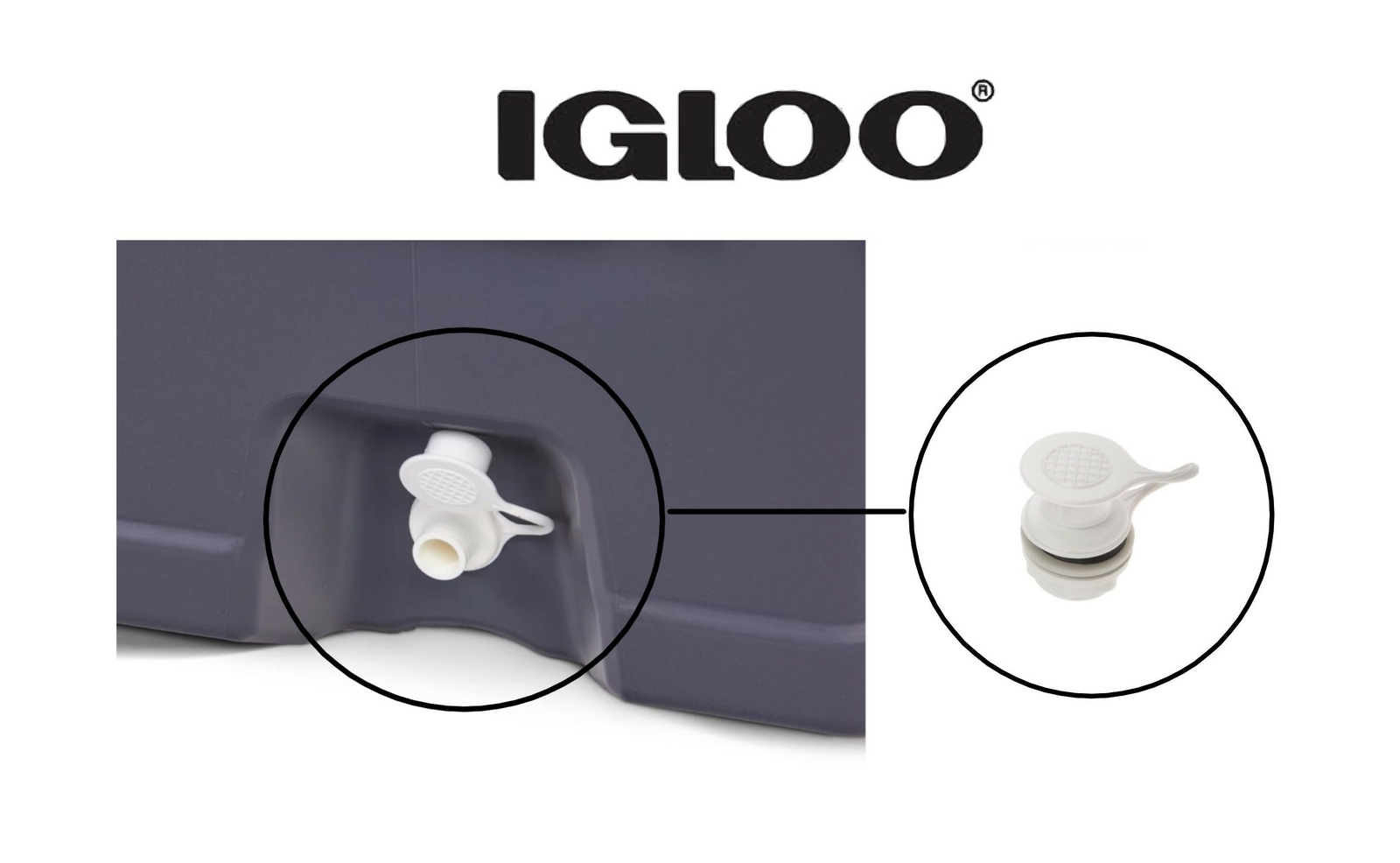 Igloo Cooler Replacement Drain Plug White Triple Snap Tethered Cap Nut ...