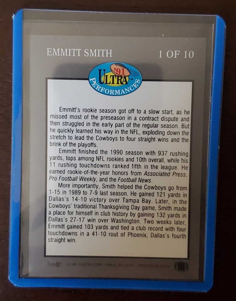 Emmitt Smith Rookie Card Fleer Ultra | eBay
