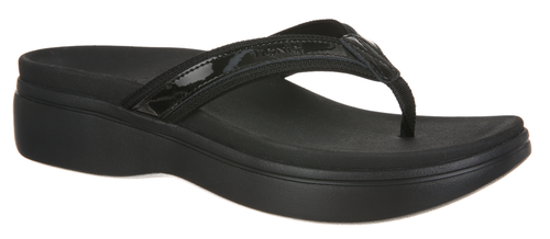 Vionic High Tide II Toe Post Black Patent Leather Sandal Women's sizes ...