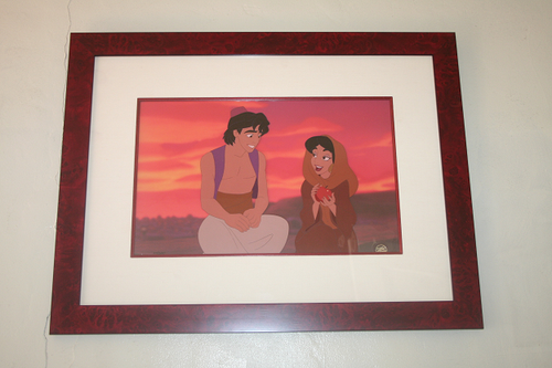 Disney cel Aladdin/Jasmine Sunset Romance, hand painted limited edition ...
