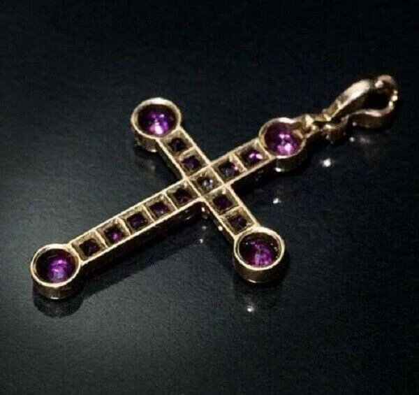 2Ct Princess Cut Dark Pink Ruby Cross Pendant 14K Yellow Gold Finish | eBay