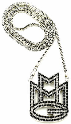 MMG Necklace New Crystal Rhinestones Pendant 36 Inch Franco Style Chain ...