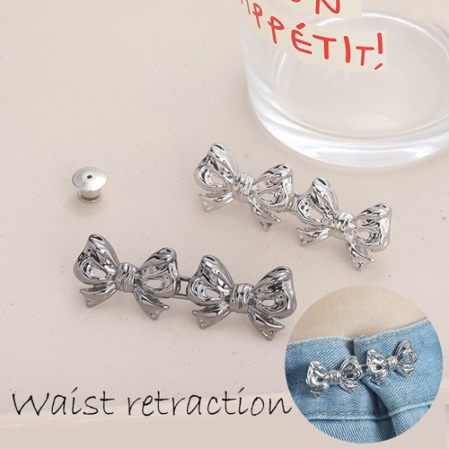 1Pair Bowknot Waist Buckle Detachable No Sewing Pant Clips Jeans Button ...