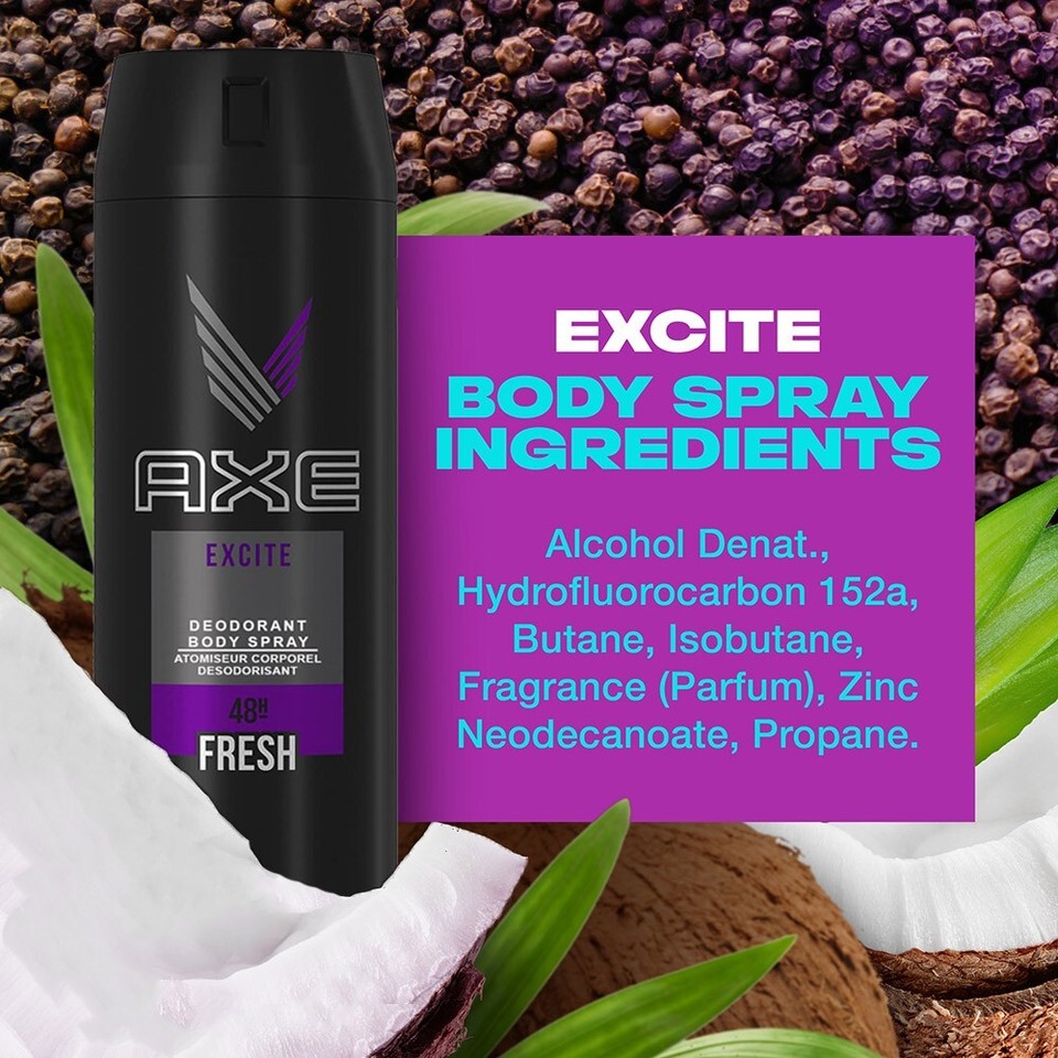 AXE Excite 48-Hour Fresh Deodorant Body Spray Fragrance for Men - 150ml ...