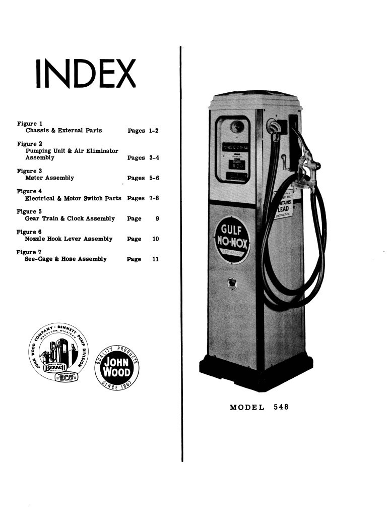 Bennett Model 548 549 Gulf Special Gasoline Pump illustrated Factory ...