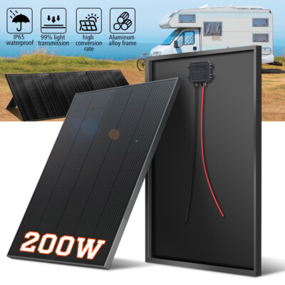 200W Watt 12V Monocrystalline Solar Panel Home RV Car Battery Power Off ...