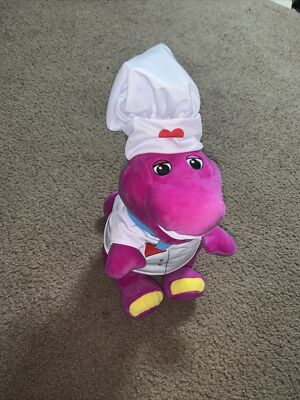 Fisher Price Barney the Dinosaur Chef Hat 12.5" Plush Stuffed Animal | eBay